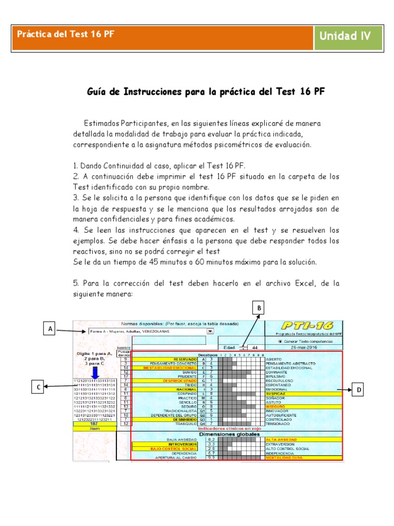Instructivo Del Test 16PF | Descargar gratis PDF | Cognición ...