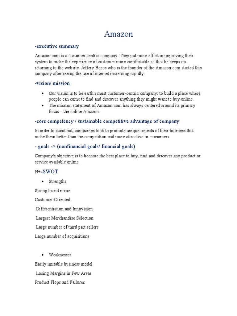 Amazon: - Executive Summary | PDF | Product (Business) | Marketing