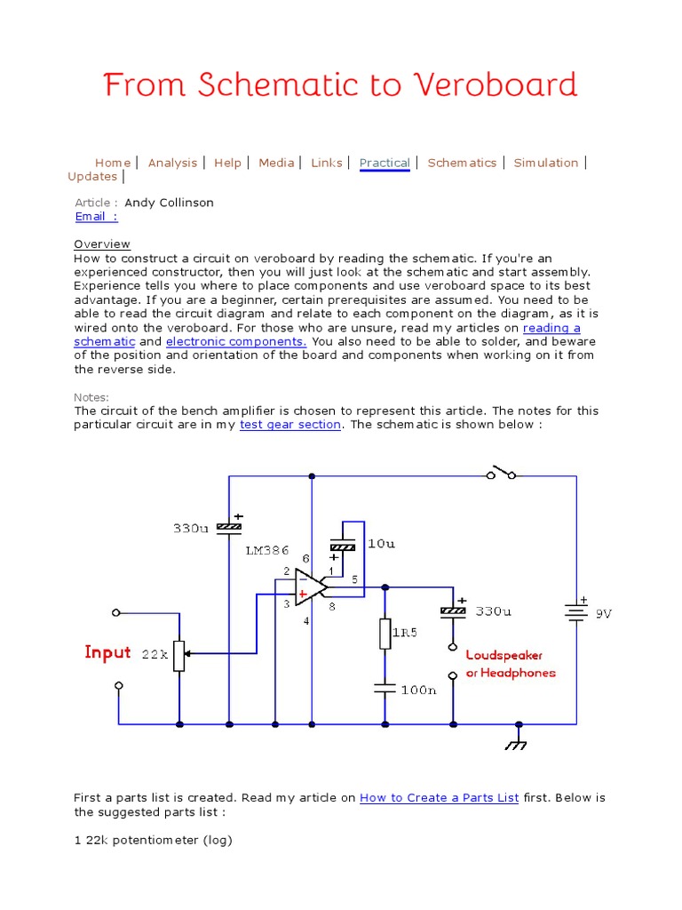 From Schematic To Veroboard | PDF | Electronic Circuits | Passivity ...