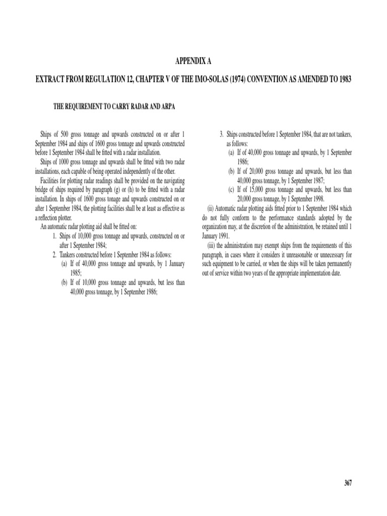 Appendix A Extract From Regulation 12, Chapter V of The Imo-Solas (1974 ...