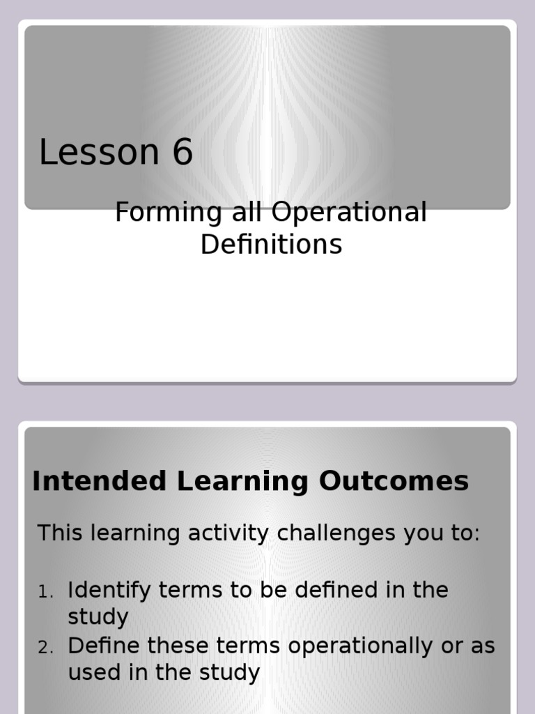 Lesson 6: Forming All Operational Definitions | PDF | Definition ...