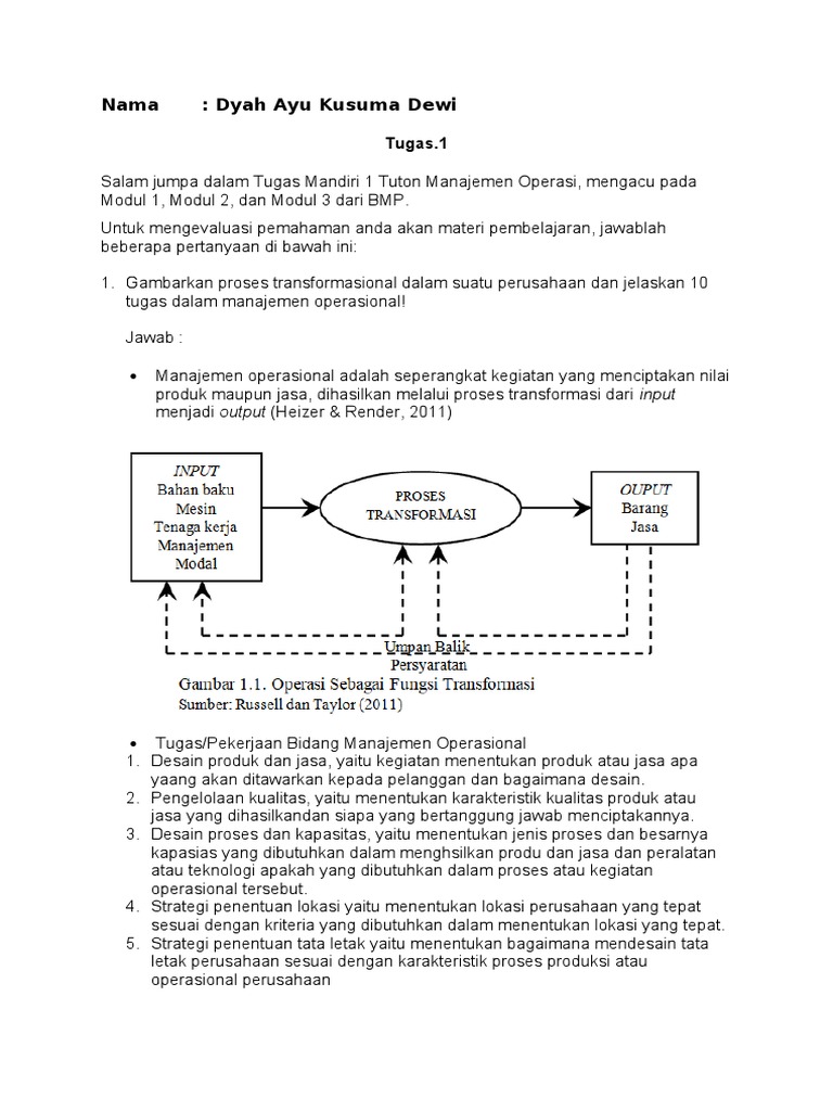 Contoh Soal Manajemen Operasi | PDF