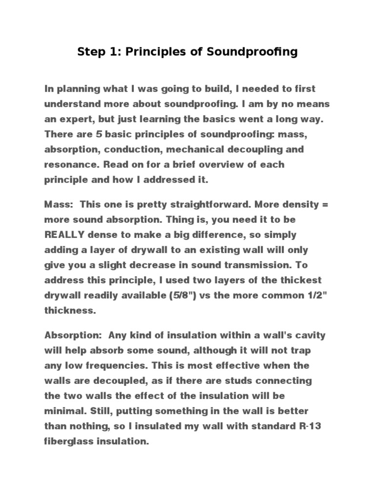 Step 1: Principles of Soundproofing | PDF | Drywall | Building Materials