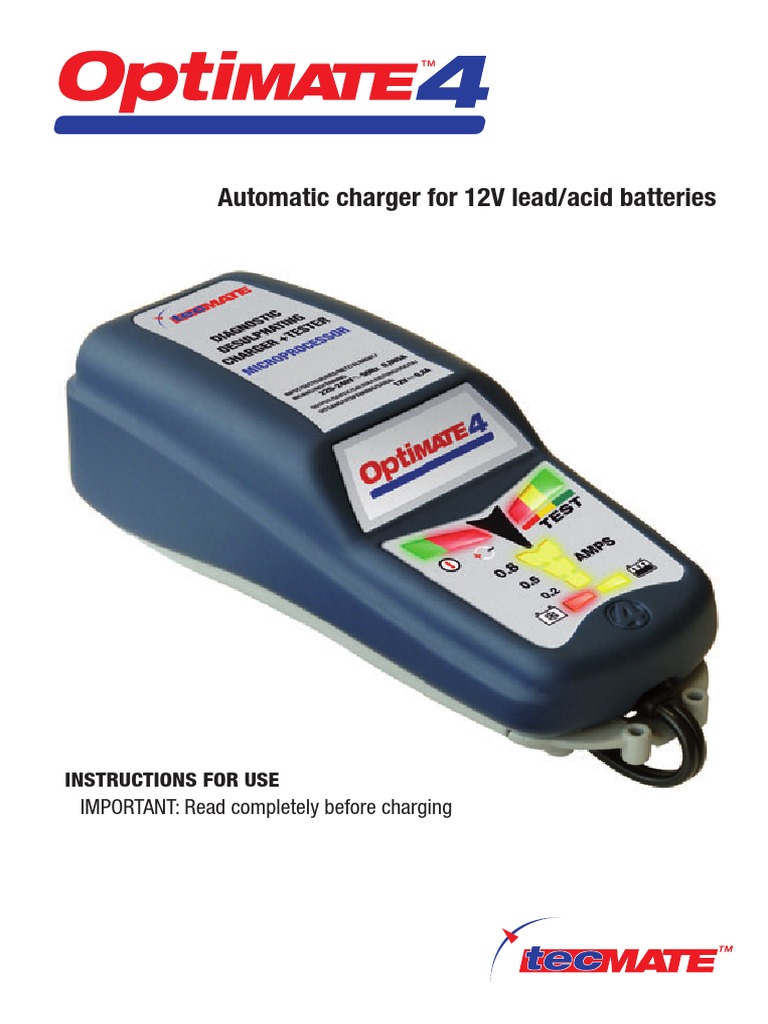 Optimate 4 Instructions | PDF | Battery Charger | Electrical Connector