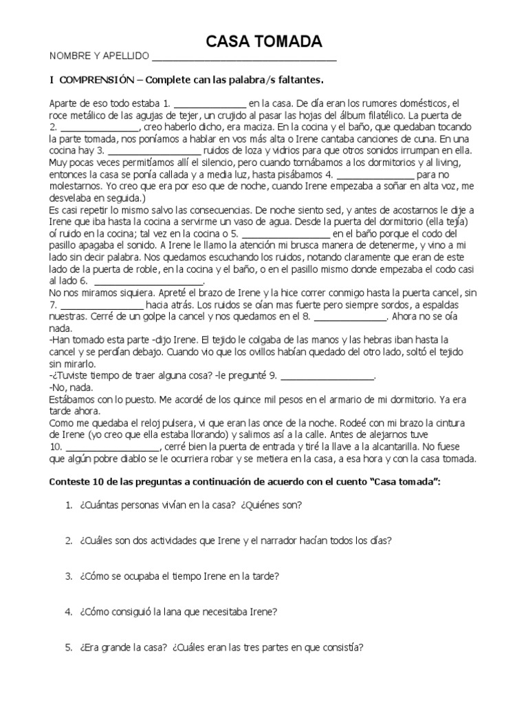 Casa Tomada TEST | PDF | Novela negra, policíaca y suspenso