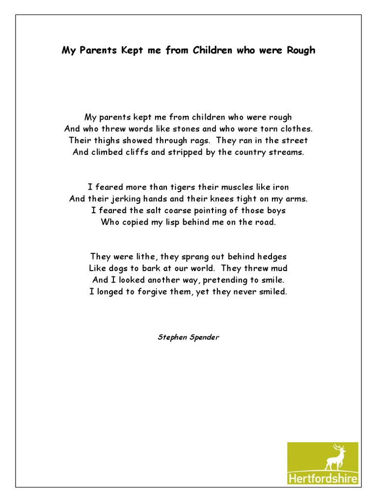 My Parents Kept Me From Children Who Were Rough: Stephen Spender | PDF