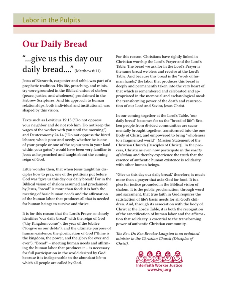 Give Us This Day Our Daily Bread.... | PDF | Lord's Prayer | Jesus