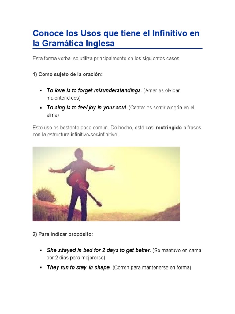 Infinitivos en Ingles | PDF | Gramática inglesa | Tipología Lingüística