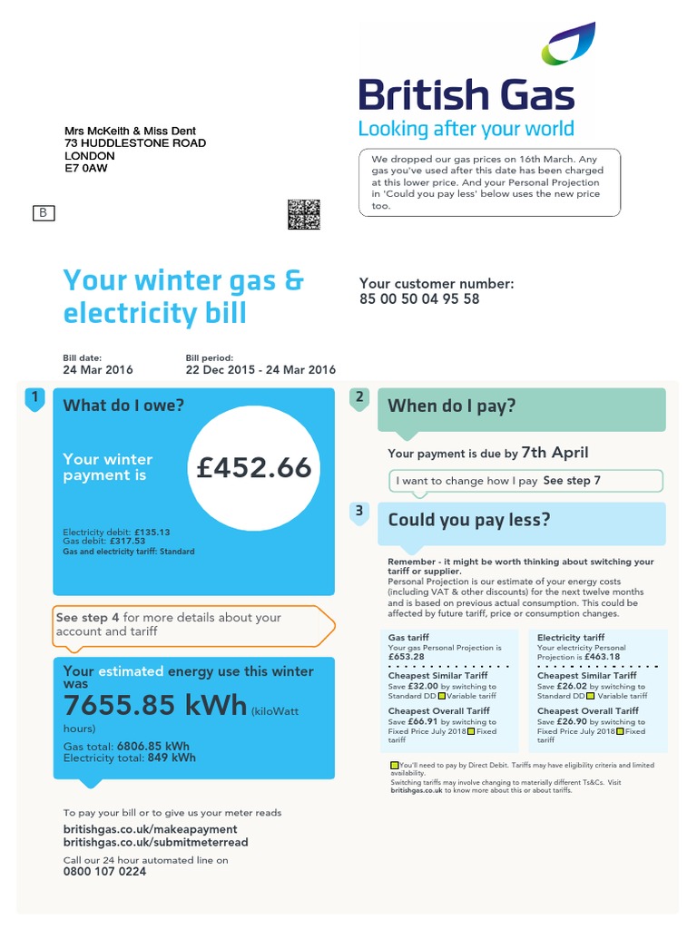 Your Winter Gas and Electricity Bill PDF | PDF | Kilowatt Hour | Tariff