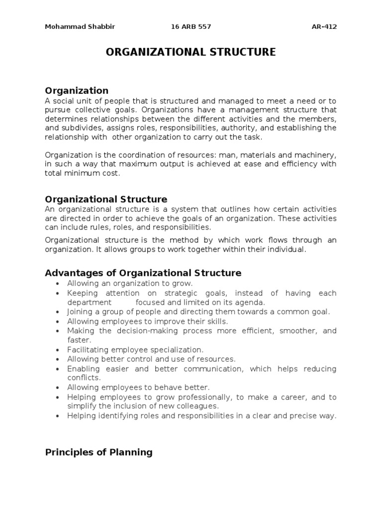 Organizational Structure: Organization | PDF | Organizational Structure ...