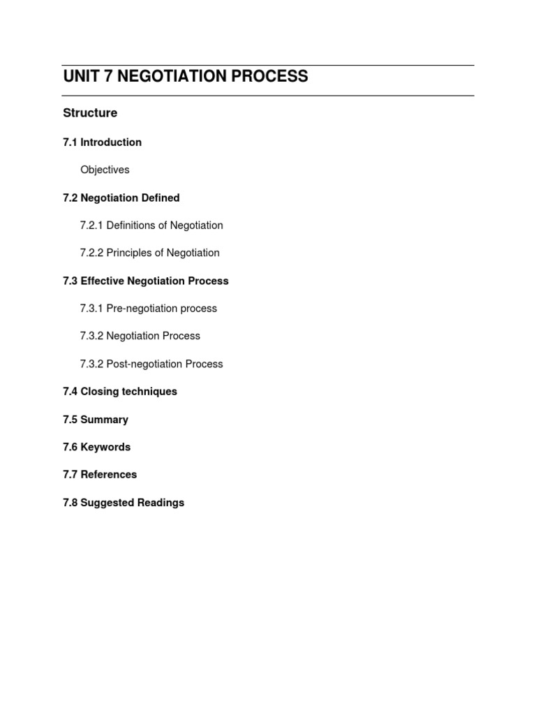 Unit 7 Negotiation Skills | PDF | Negotiation | Sales