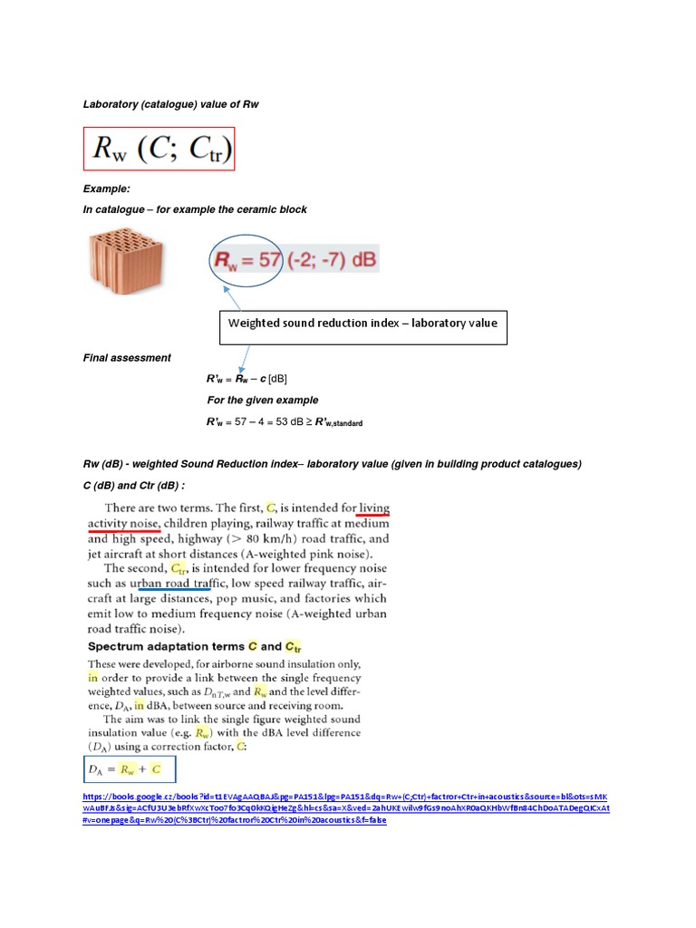 Weighted Sound Reduction Index - Laboratory Value: R - C (DB) | PDF