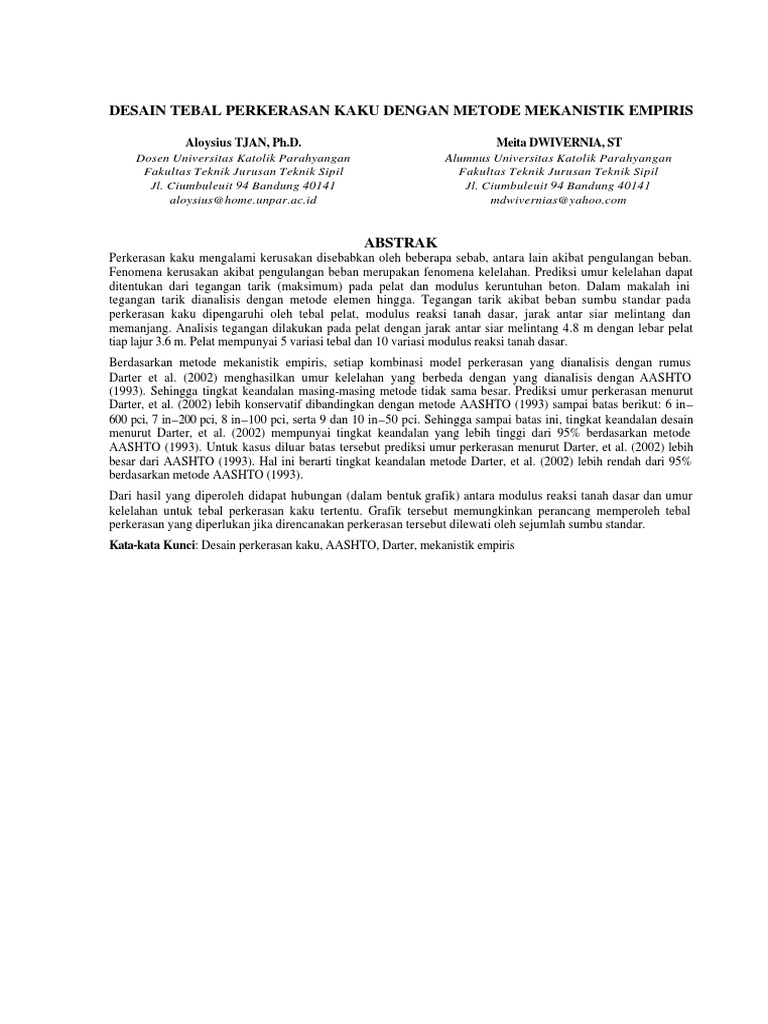 Desain Tebal Perkerasan Kaku Dengan Metode Mekanistik Empiris | PDF