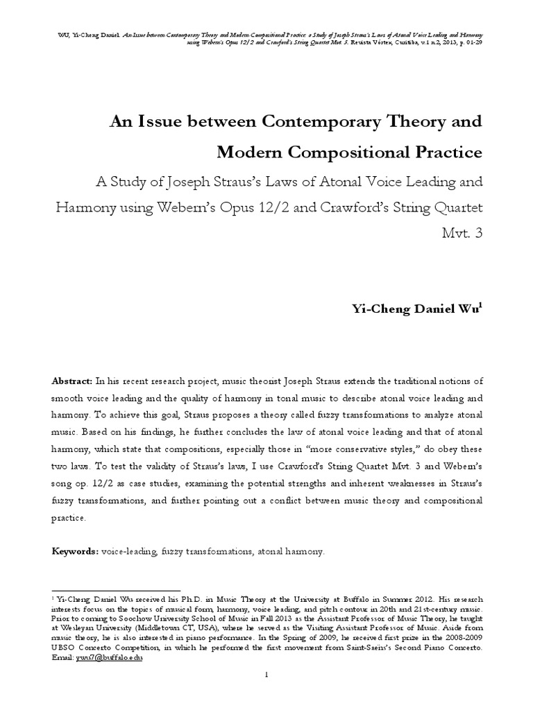An Issue Between Contemporary Theory and Modern Composition Practice ...