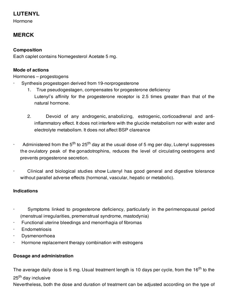 Lutenyl | PDF | Gynaecology | Puberty