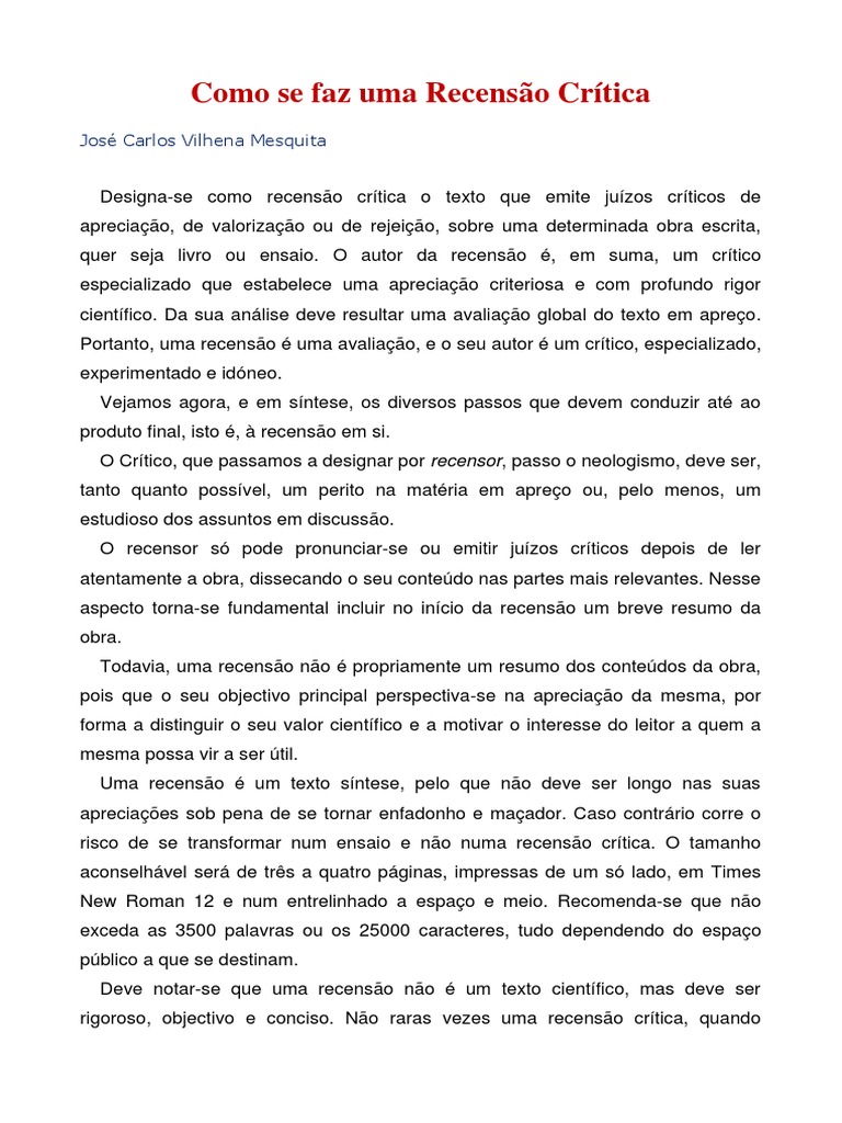 Como Se Faz Uma Recensão Crítica | PDF | Livros | Science