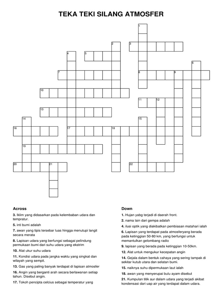 Tugas Geografi - Membuat TTS Tentang Atmosfer PDF | PDF