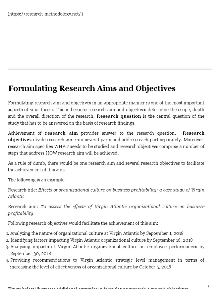Formulating Research Aims and Objectives | PDF | Organizational Culture ...