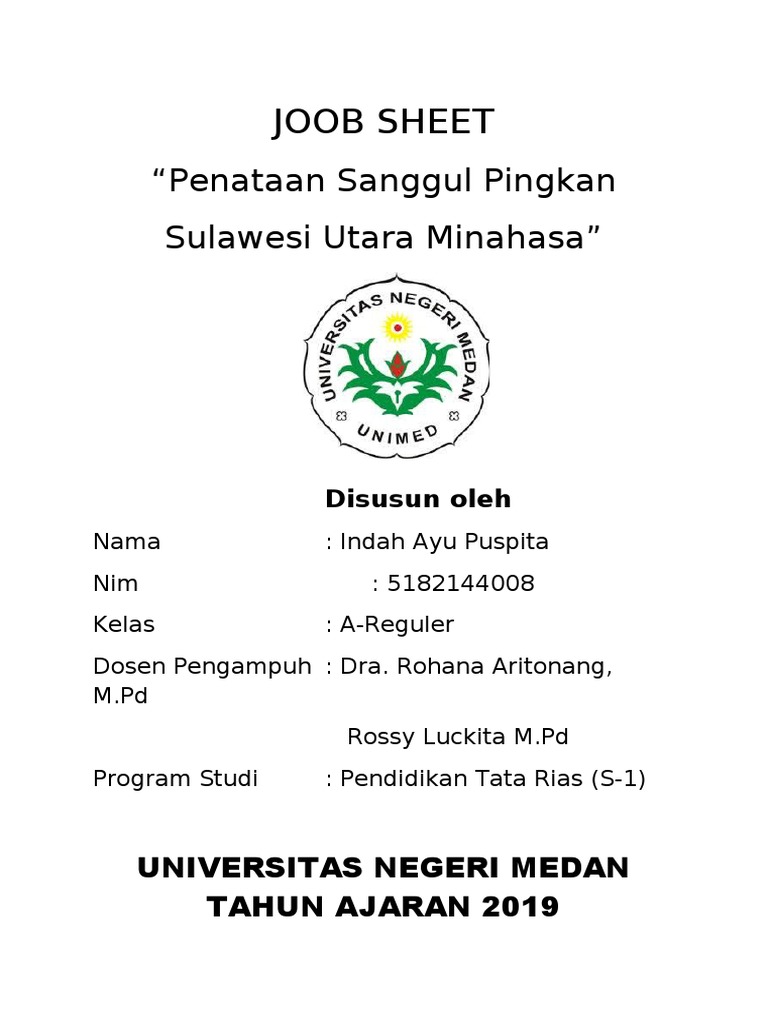 JOOB SHEET Sanggul Pingkan | PDF | Griya & Taman