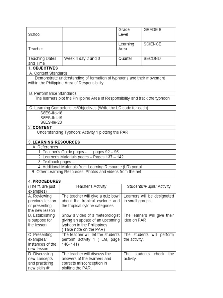 S8ES-IId-18 Understanding Typhoon | PDF | Tropical Cyclones | Teachers