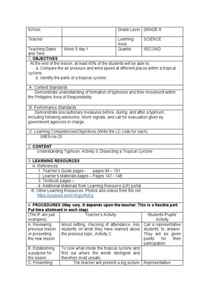 S8ES-IIe-20 Dissecting Tropical Cyclone | PDF | Eye (Cyclone) | Wound