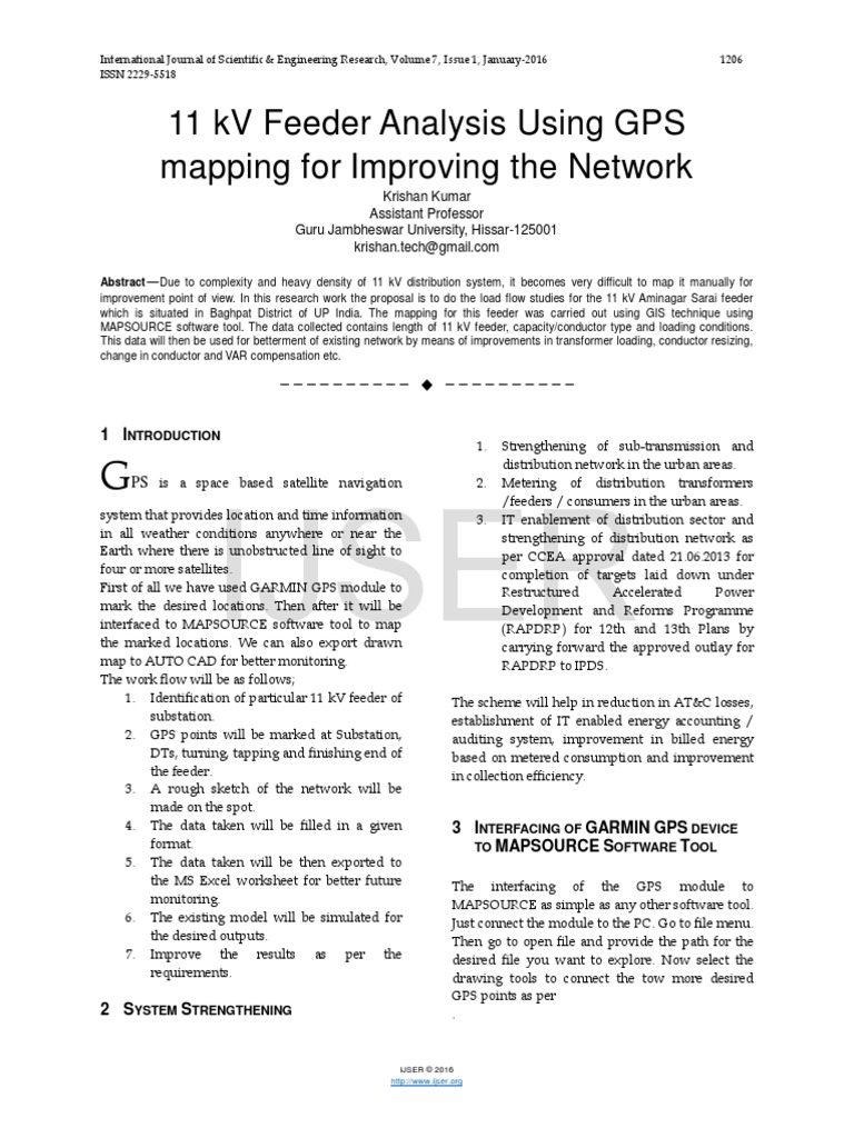 11 KV Feeder Analysis Using GPS Mapping For Improving The Network PDF ...