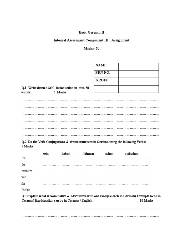 German Written Assignment | PDF