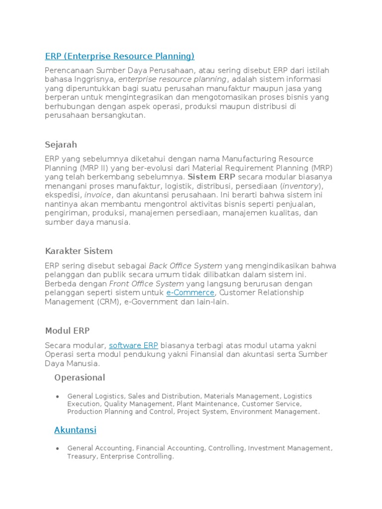 Sejarah Erp | PDF | Komputer