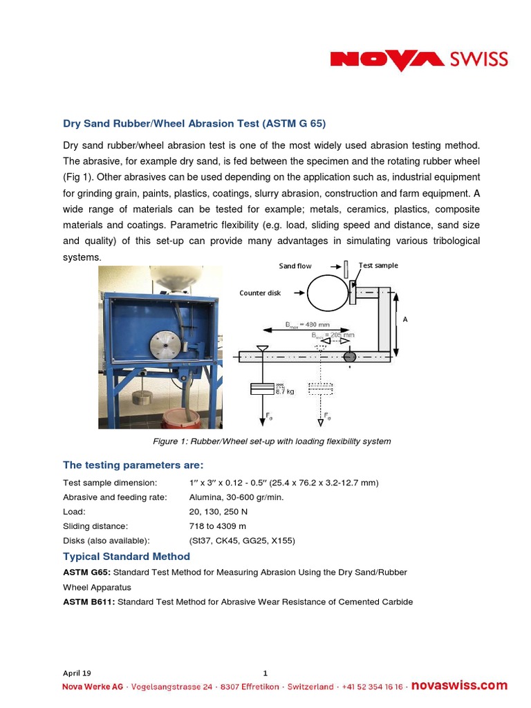 Dry Sand Rubber/Wheel Abrasion Test (ASTM G 65) | PDF | Wear | Abrasive