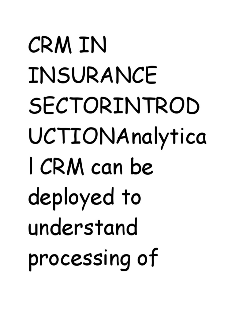 Analytical CRM in Insurance Sector | PDF | Business | Finance & Money ...