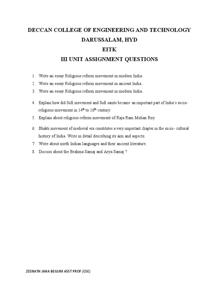EITK Unit 3 Assign Questions | PDF