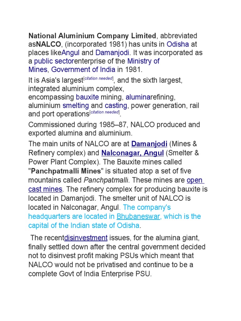 National Aluminium Company Limited | PDF National Aluminium Company Limited | PDF