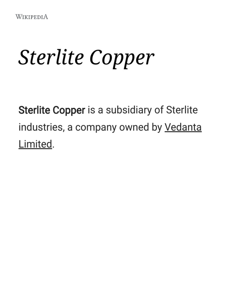 Sterlite Copper - Wikipedia | PDF | Companies | Economy Of India