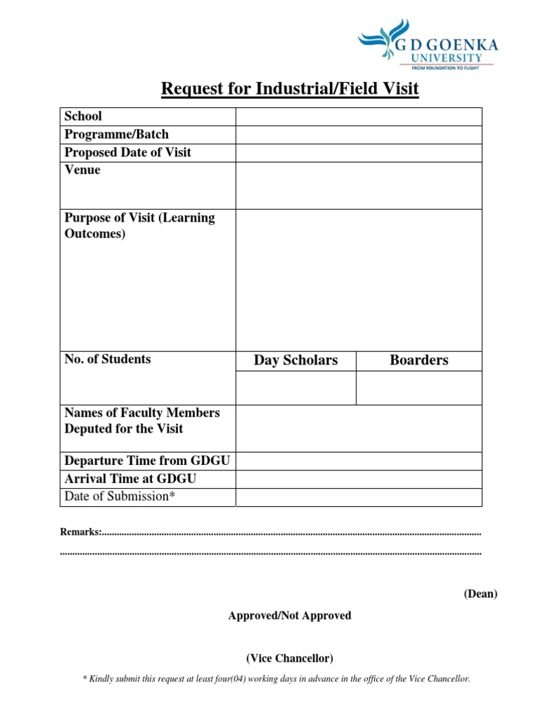 Industrial Visit Request Form | PDF | Technology & Engineering
