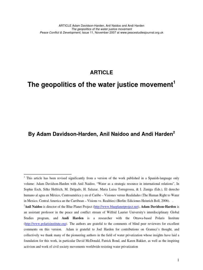 The Geopolitics of The Water Justice Movement | PDF | Water Resources ...