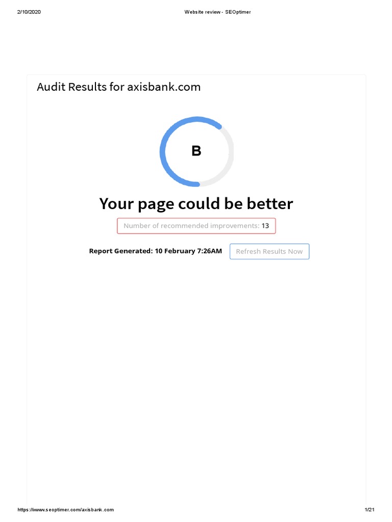 Website Review - SEOptimer PDF | PDF | Search Engine Optimization | Html Element