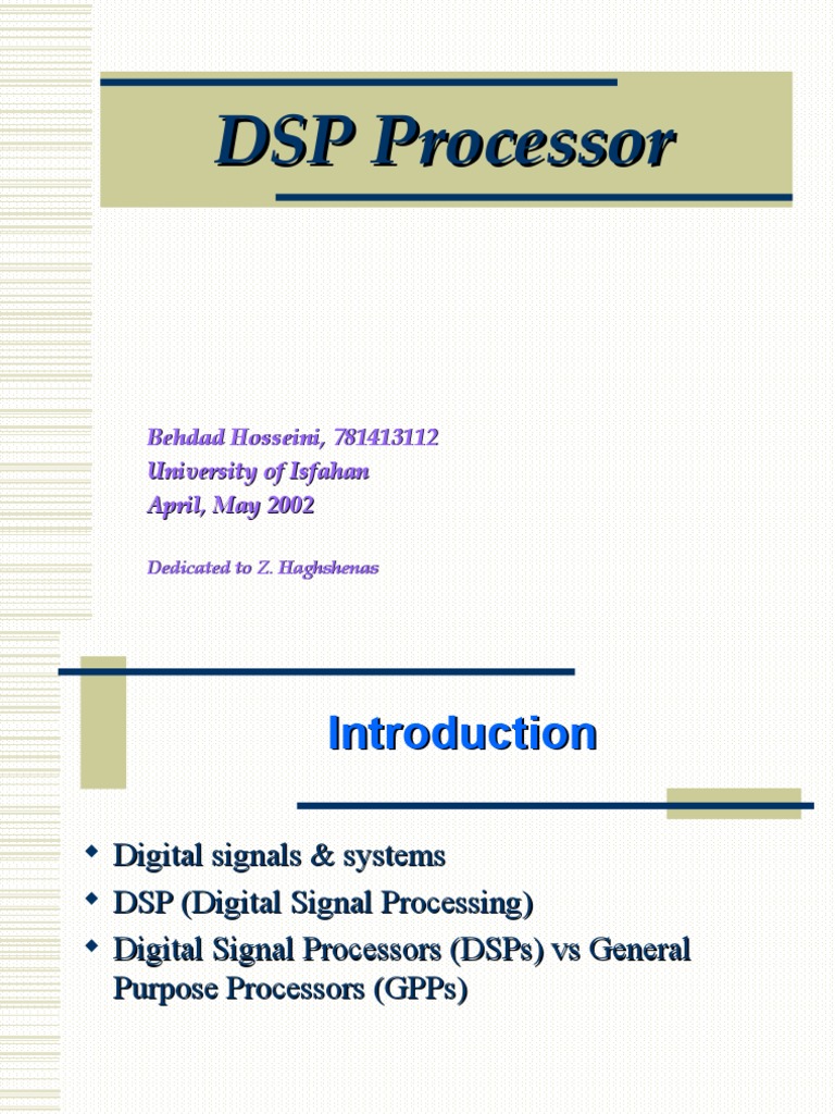 DSP Processor | PDF | Digital Signal Processor | Digital Signal Processing