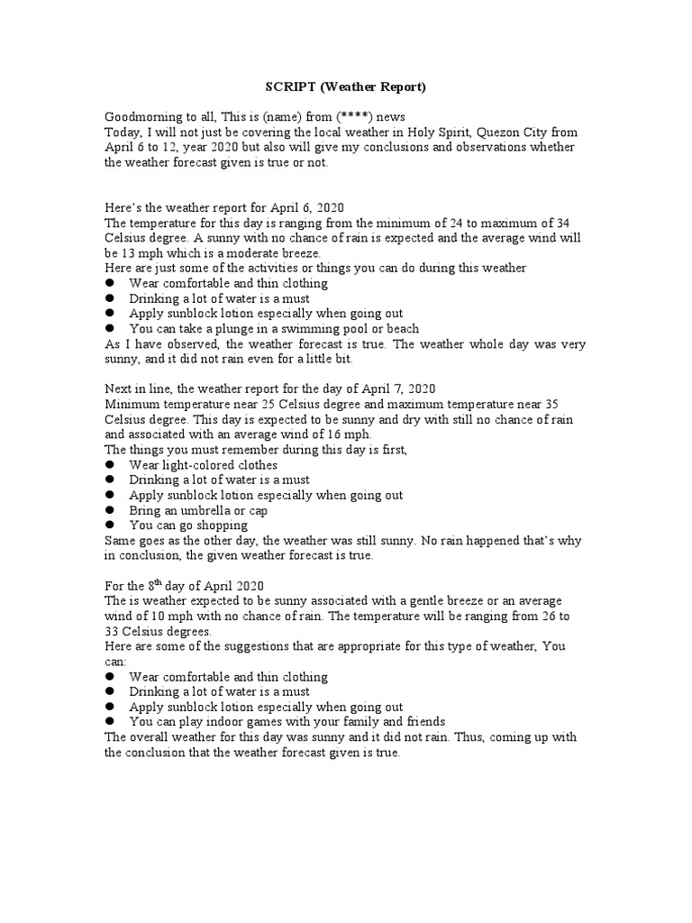 SCRIPT With Conclusion | PDF | Weather | Weather Forecasting