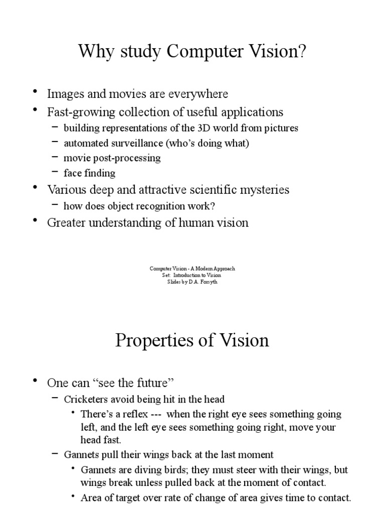 Why Study Computer Vision?: - Images and Movies Are Everywhere - Fast ...