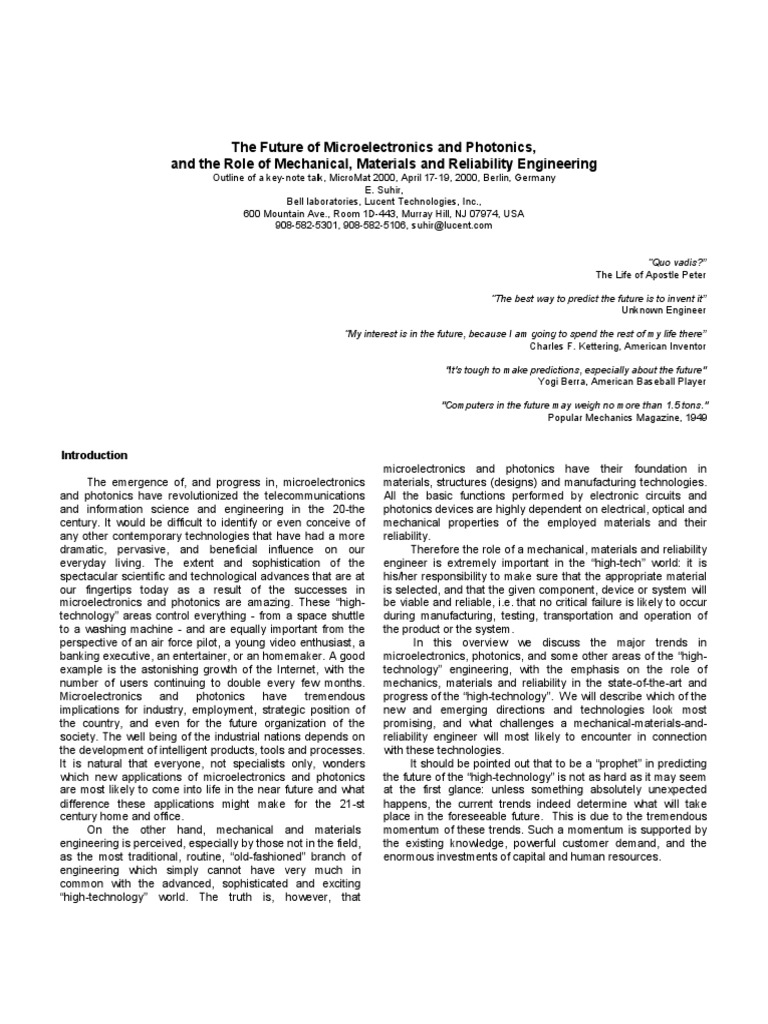 The Future of Microelectronics and Photonics | PDF | Photonics ...