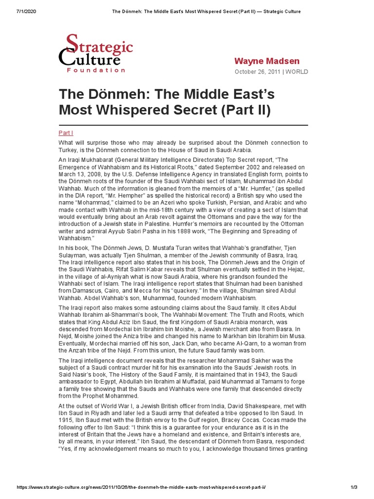 The Dönmeh. The Middle East's Most Whispered Secret (Part II) | PDF ...