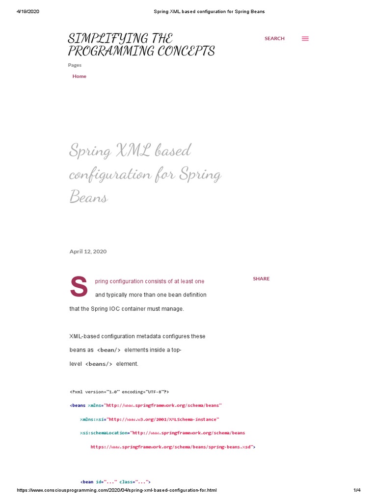 Spring Xml Based Configuration For Spring Beans Pdf Xml Computer Data 9693