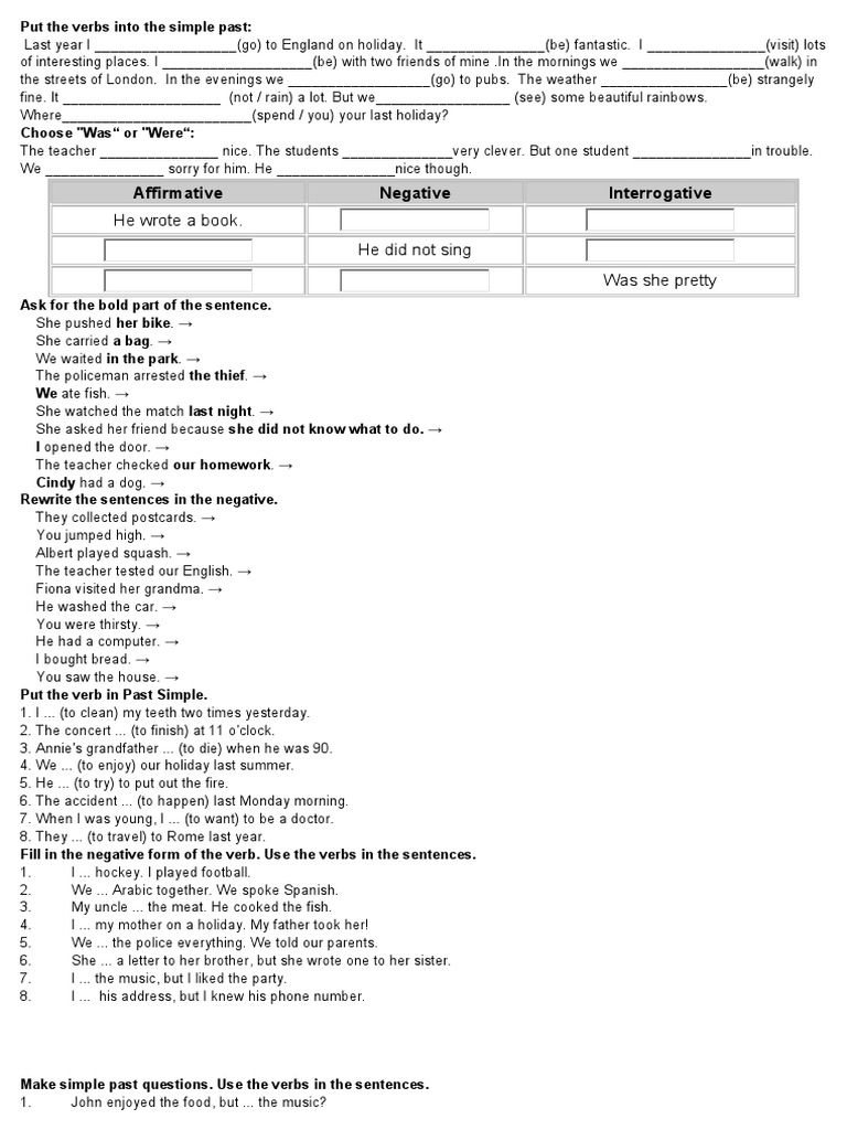 Simple Past TEST | PDF