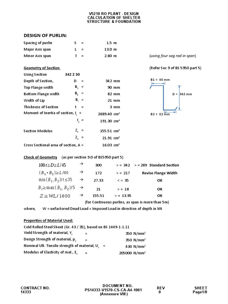 Design of Purlin & Runner-Ro-Final-Rev-0 | PDF | Strength Of Materials ...
