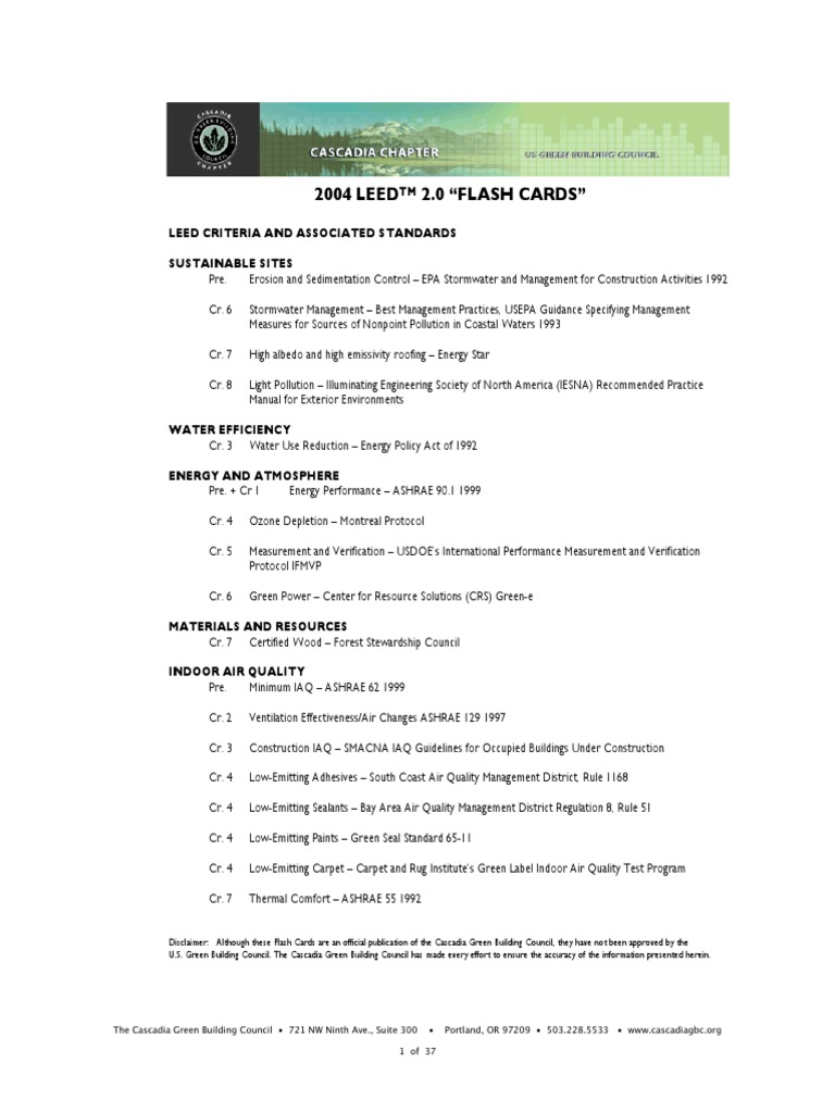 LEED Flash Cards | PDF | Stormwater | Wastewater