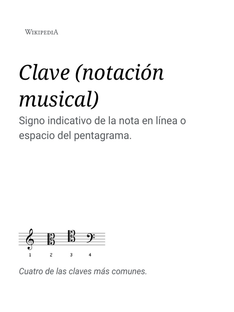 Clave (Notación Musical) - Wikipedia, La Enciclopedia Libre | PDF ...