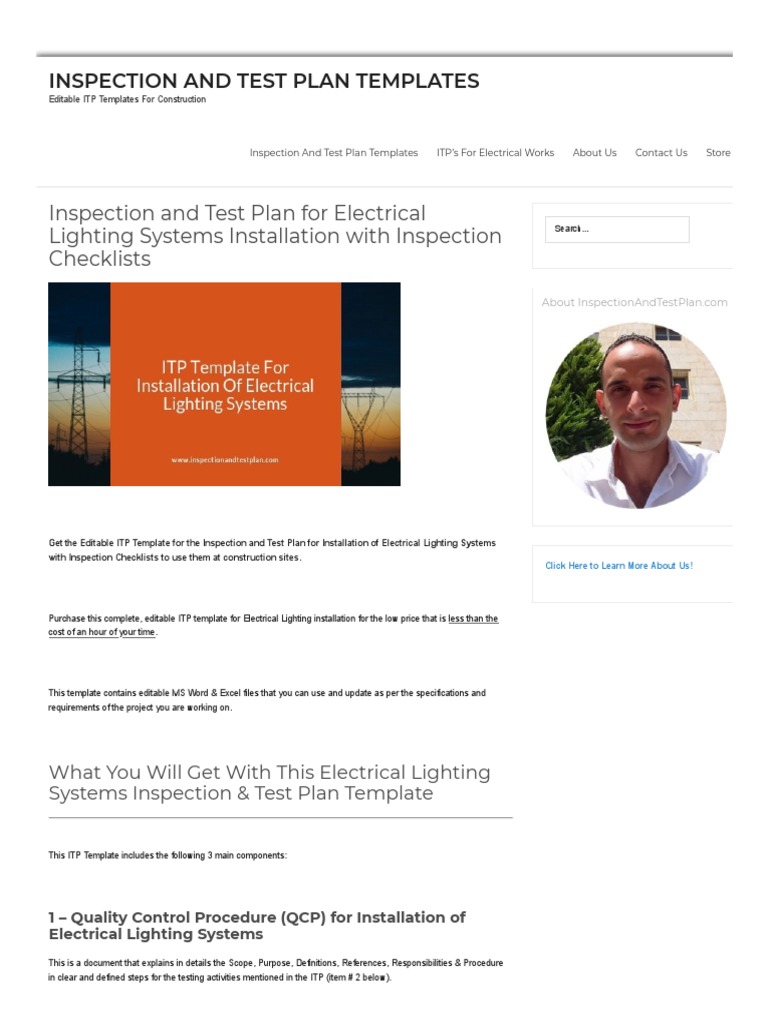Inspection and Test Plan For Electrical Lighting Systems Installation ...