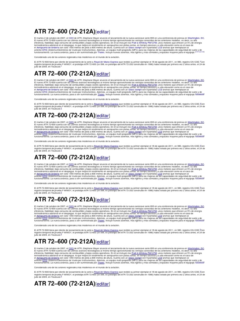 Atr 72-600 | PDF | Monoplano | Aviación