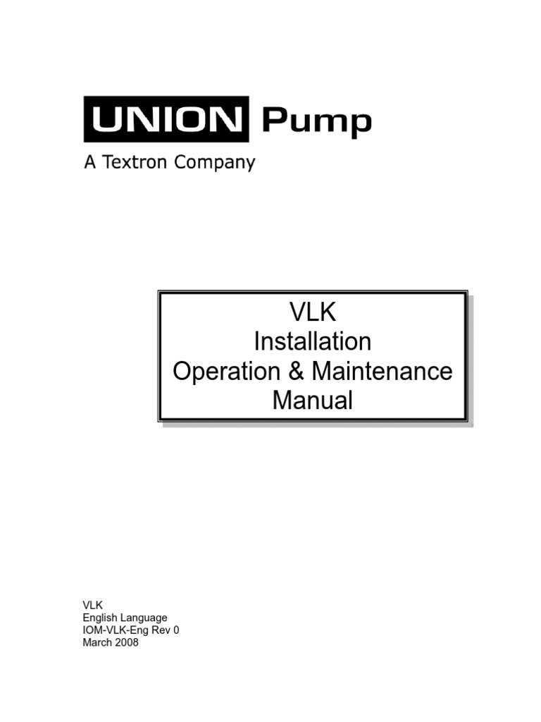 ClydeUnion VLK Installation Operation Maintenance Manual | PDF | Pump ...