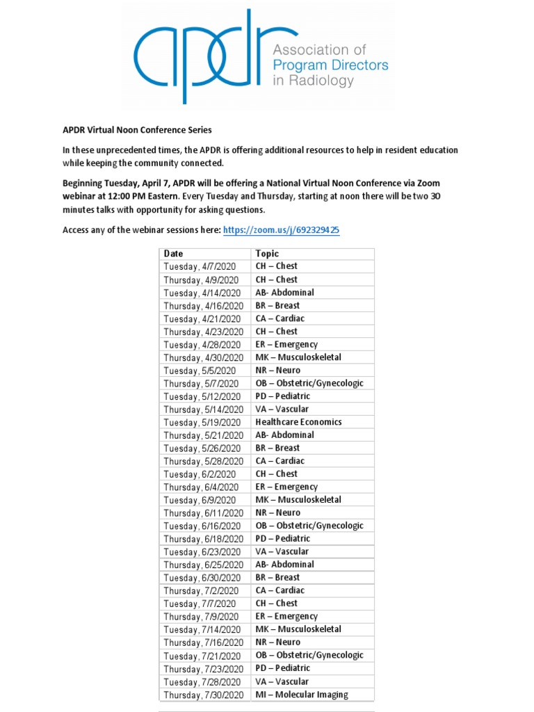 APDR Virtual Noon Conference Series: Date Topic | PDF | Medicine ...